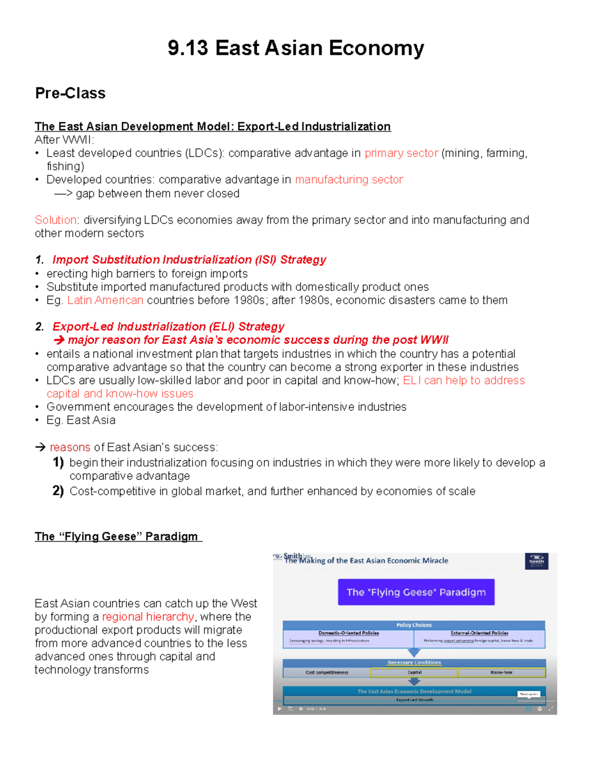 376 Review notes - 9 East Asian Economy Pre-Class The East Asian ...