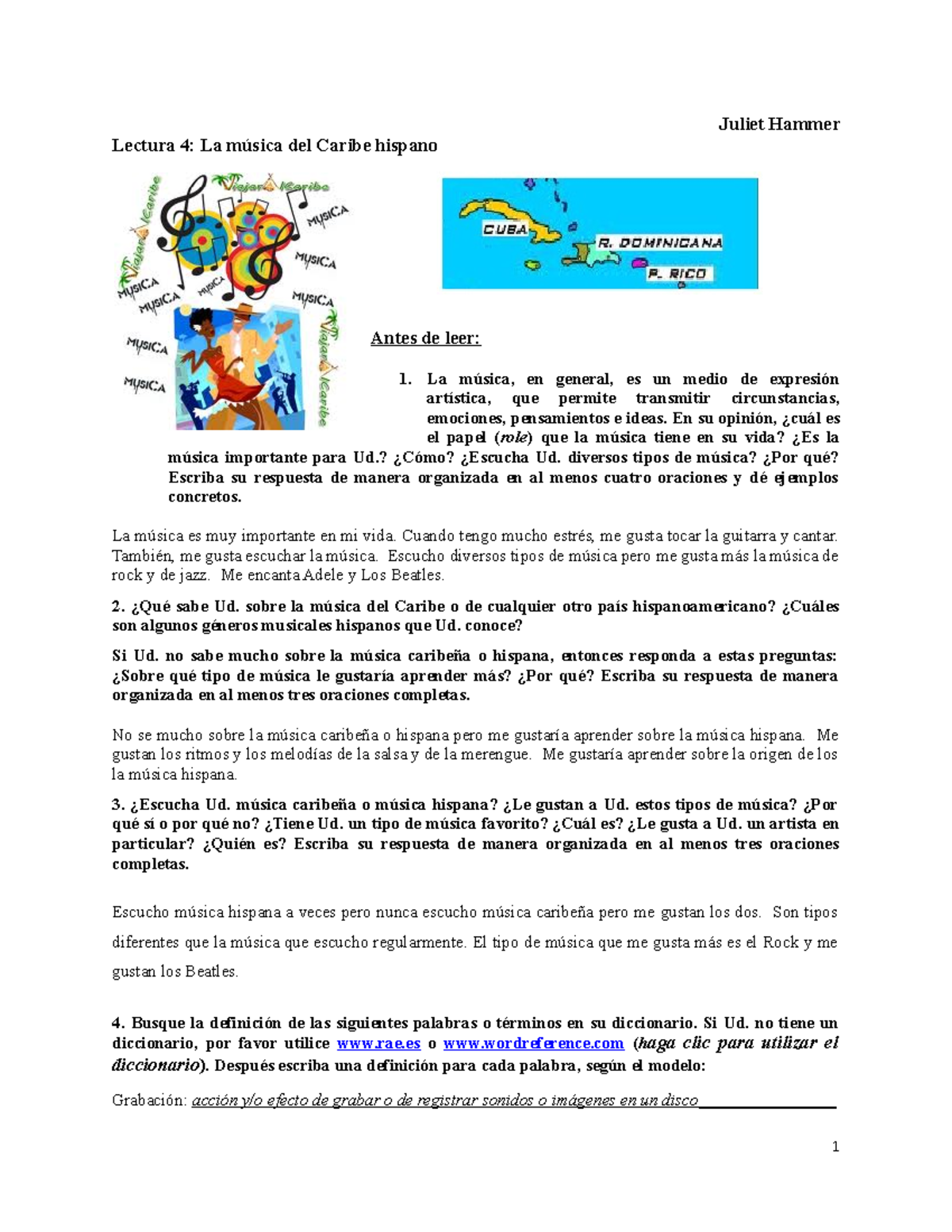 Lectura 4 - Lecture notes 4 - Juliet Hammer Lectura 4: La música del ...