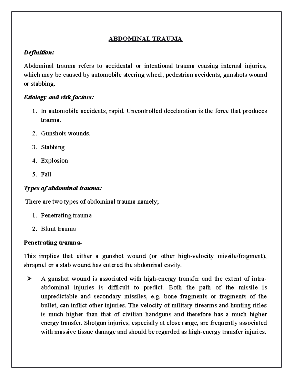Abdominal Trauma Definition at Nick Colon blog Abdominal Trauma Definition at Nick Colon blog