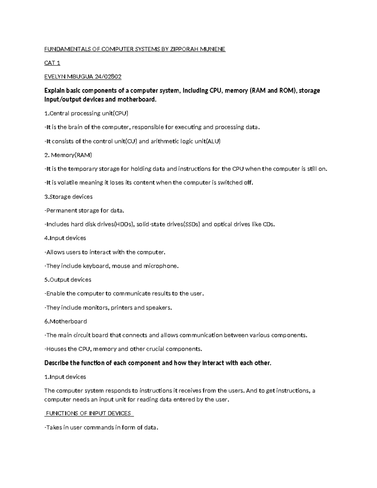 Fundamentals OF Computer Systems BY Zipporah Munene - FUNDAMENTALS OF ...