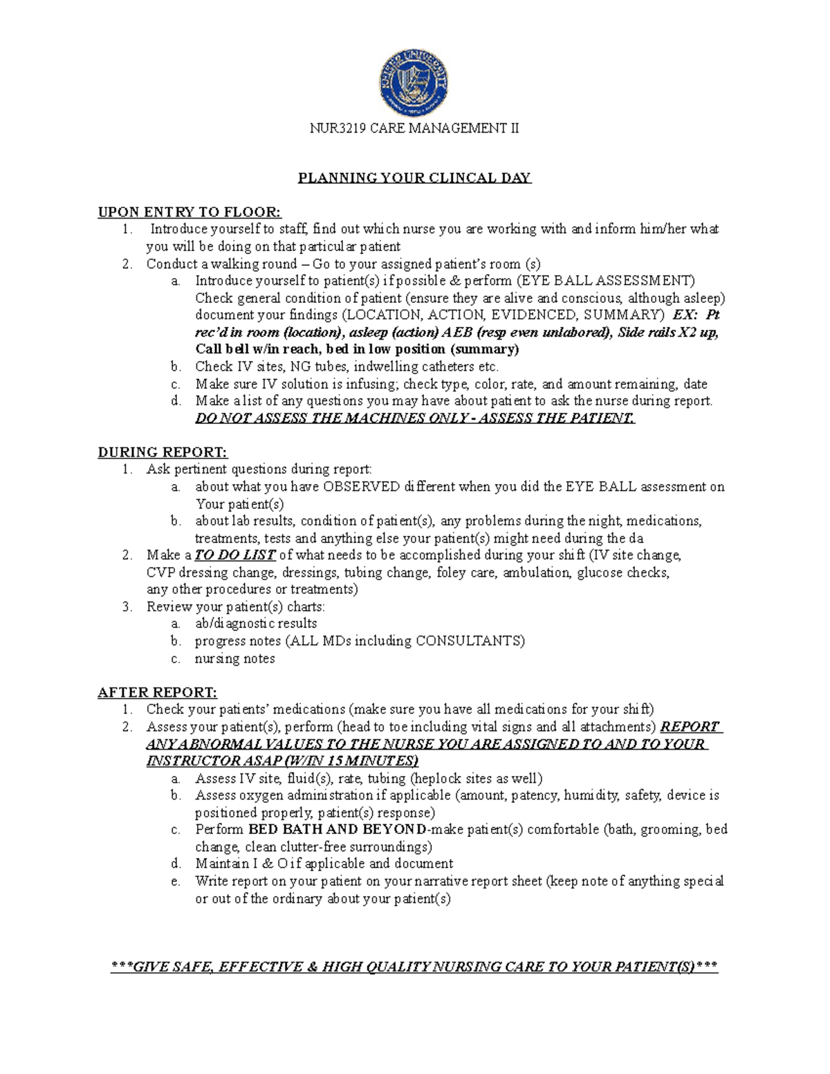 CLIN DAY PLAN - Assignments. This will help you earn A and 100% grade ...