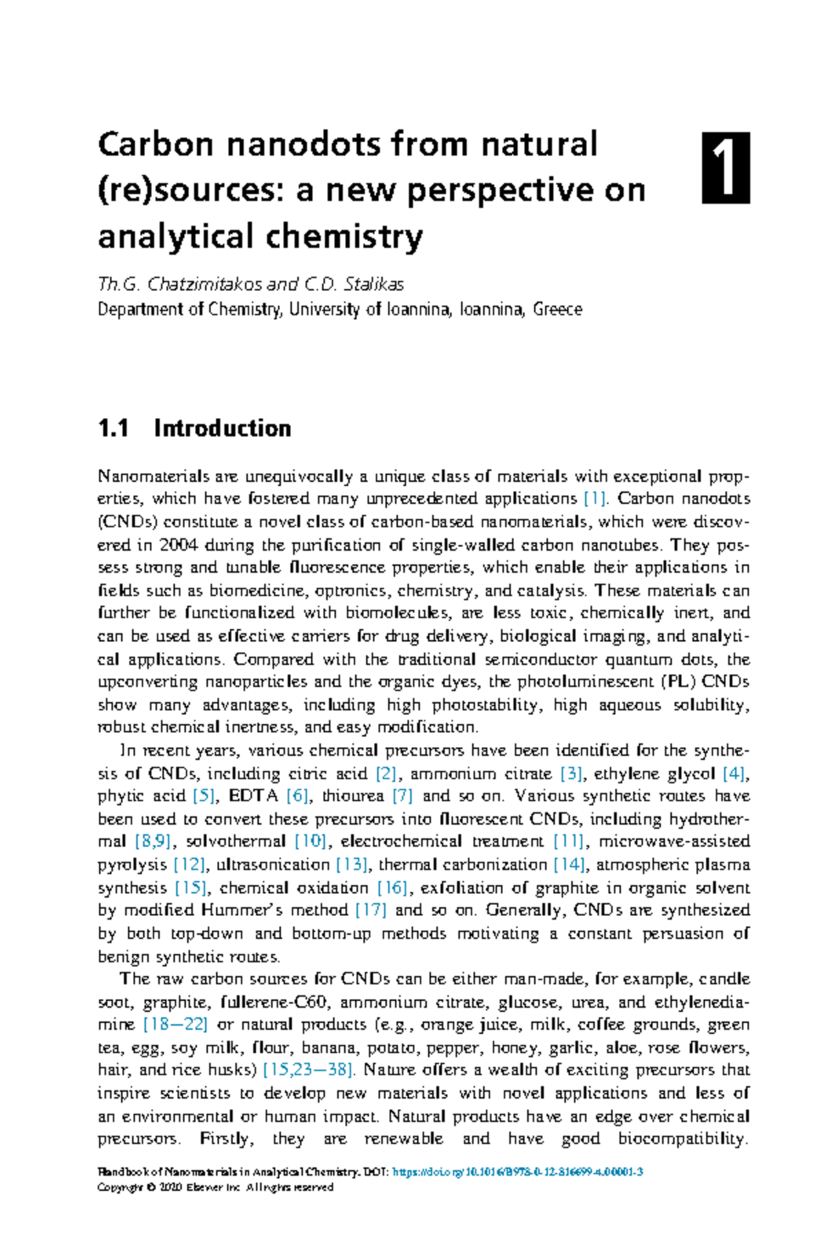 Handbook of nanomaterials in analytical chemistry modern trends in analysis 6 - 1 Carbon ...