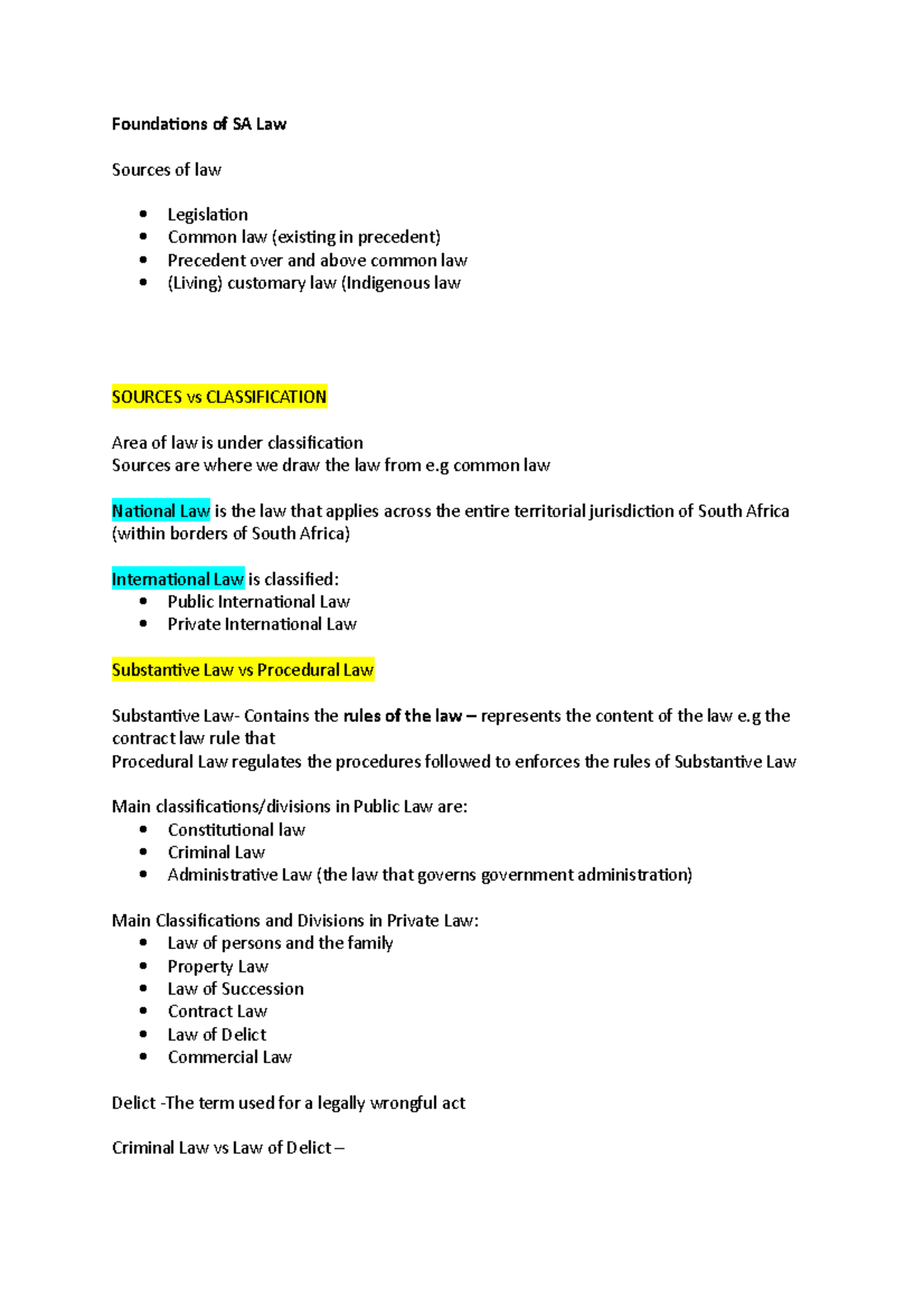 Foundations of SA Law - Sources of law - Foundations of SA Law Sources ...