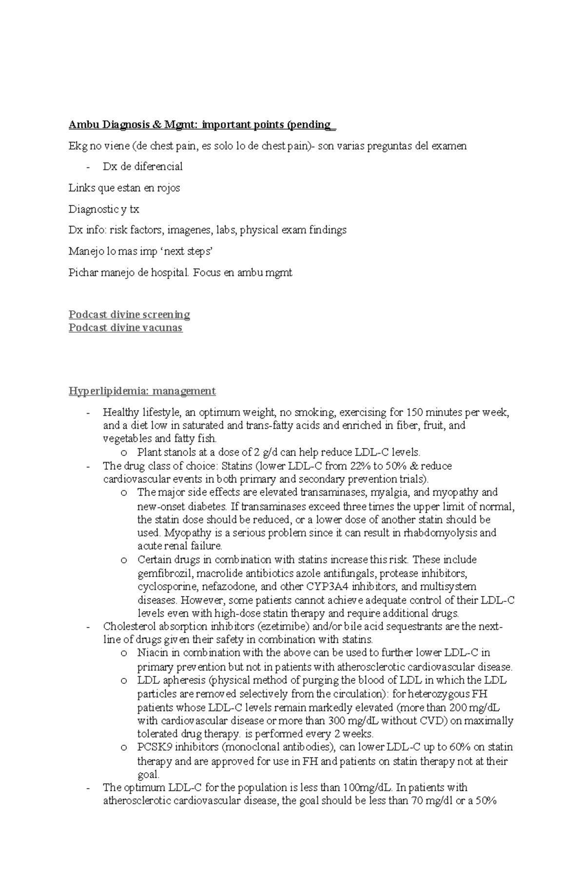Ambu Key points NBME - Practice - Ambu Diagnosis & Mgmt: important ...