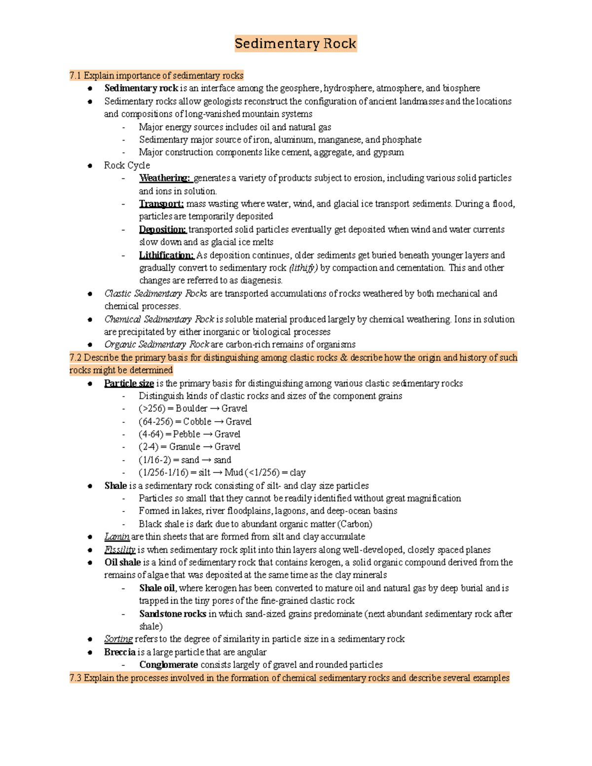 MOD 7 - Lecture notes on geological sedimentary rock formation and ...