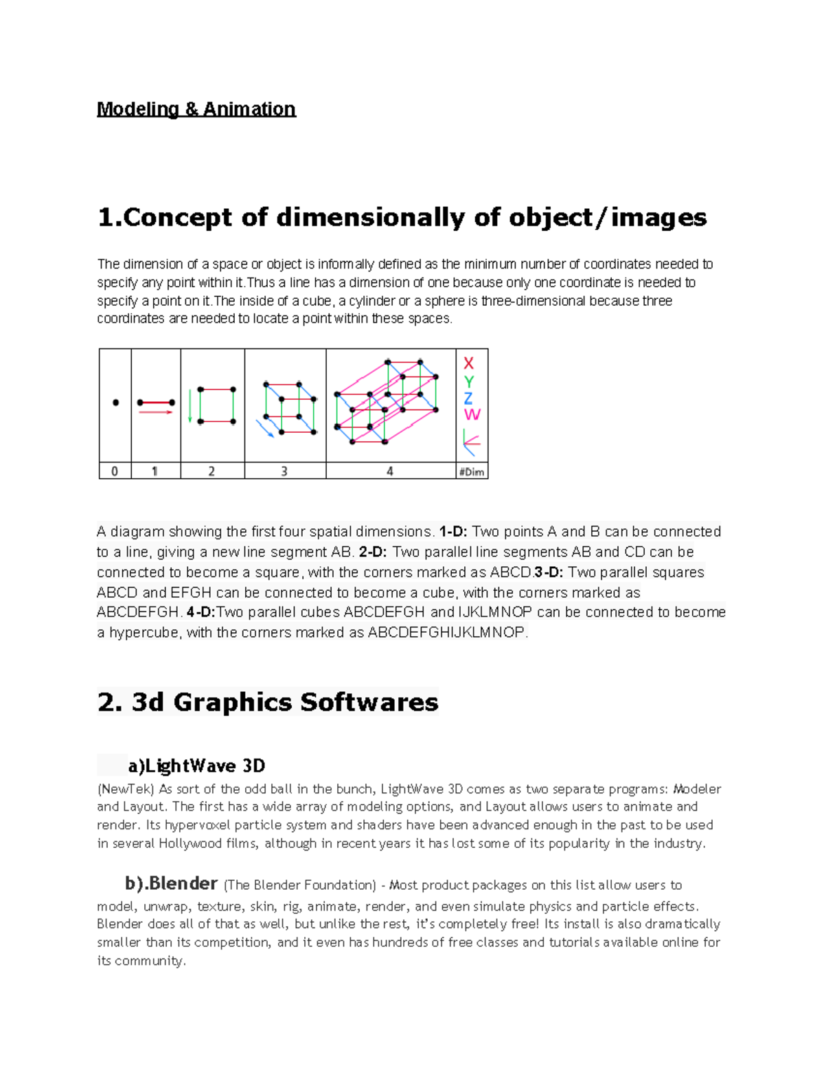 4 3d theory - good notes - Modeling & Animation 1 of dimensionally of ...