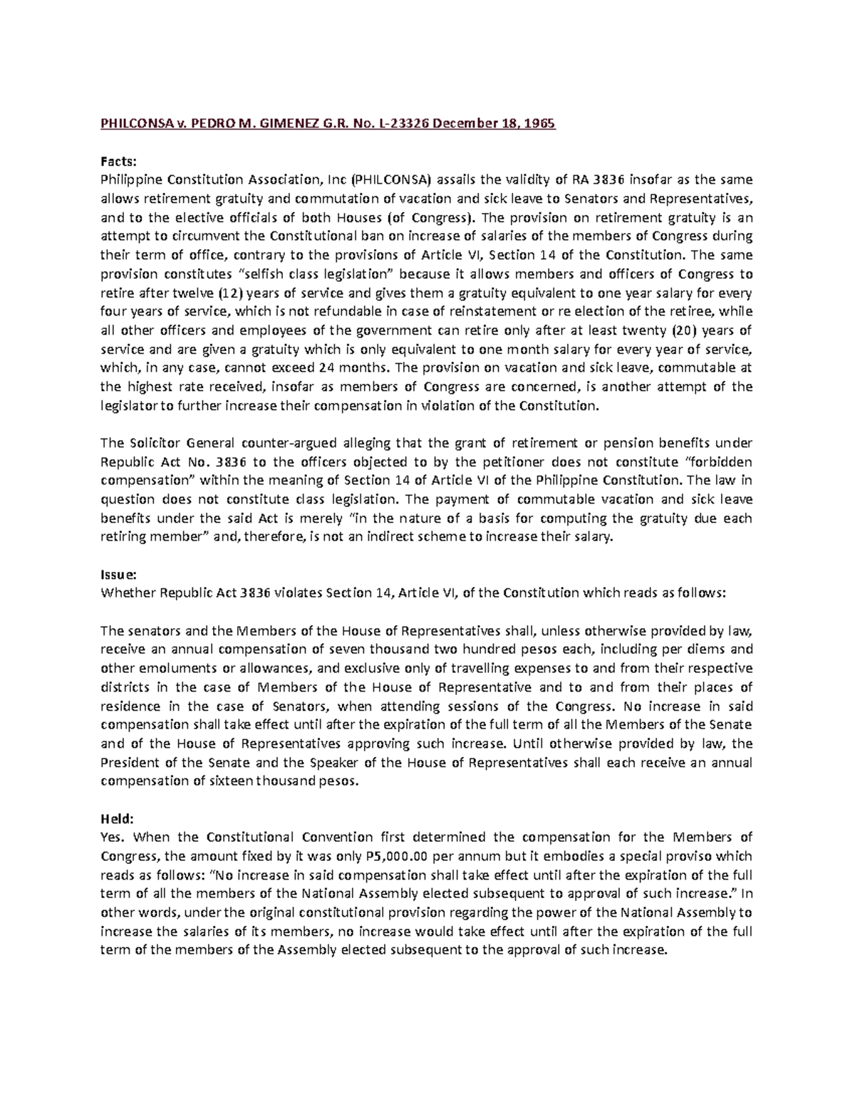 Inbound 2002 278107224509241 - PHILCONSA v. PEDRO M. GIMENEZ G. No. L ...