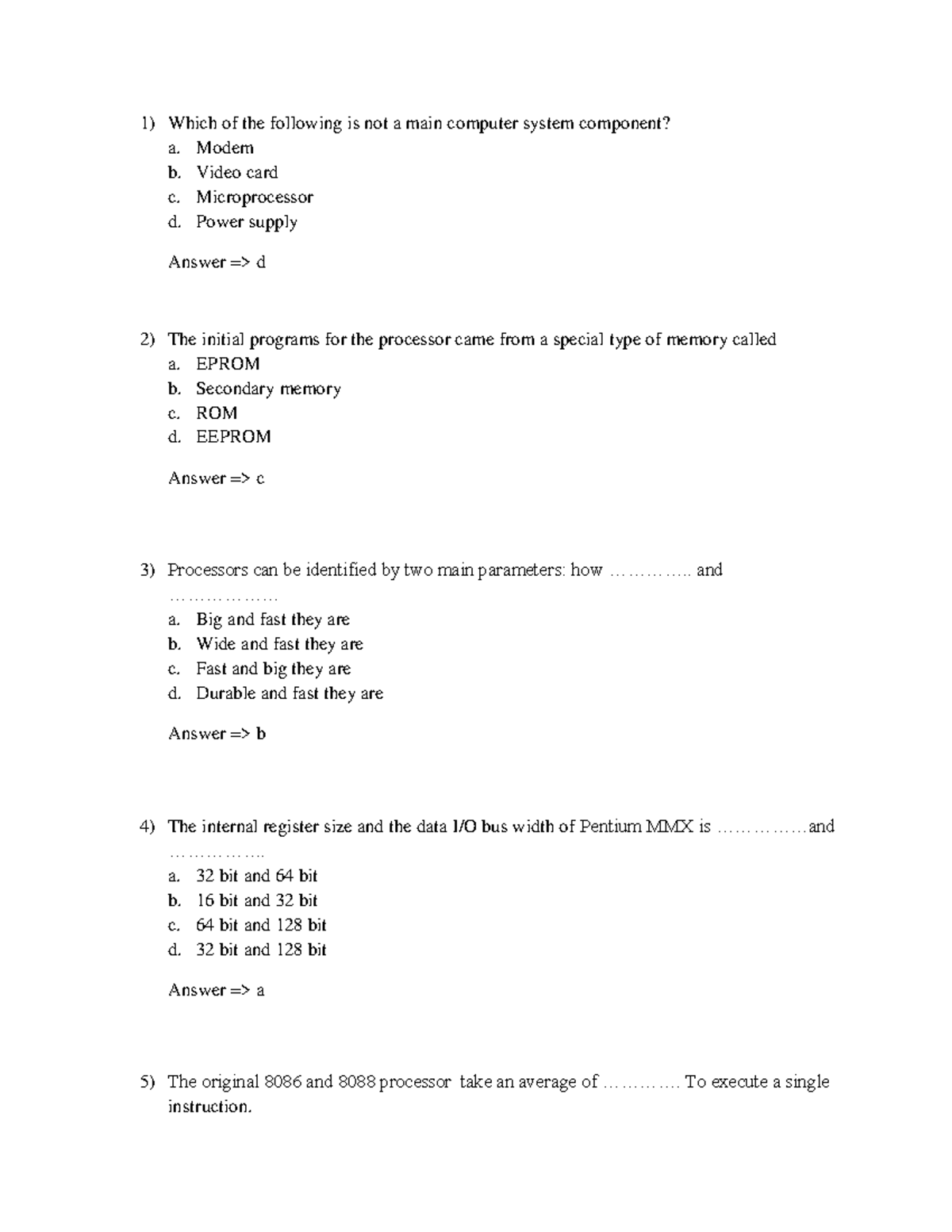 Architecture Mcq Computer Achitecture Which Of The Following Is Not A Main Computer System