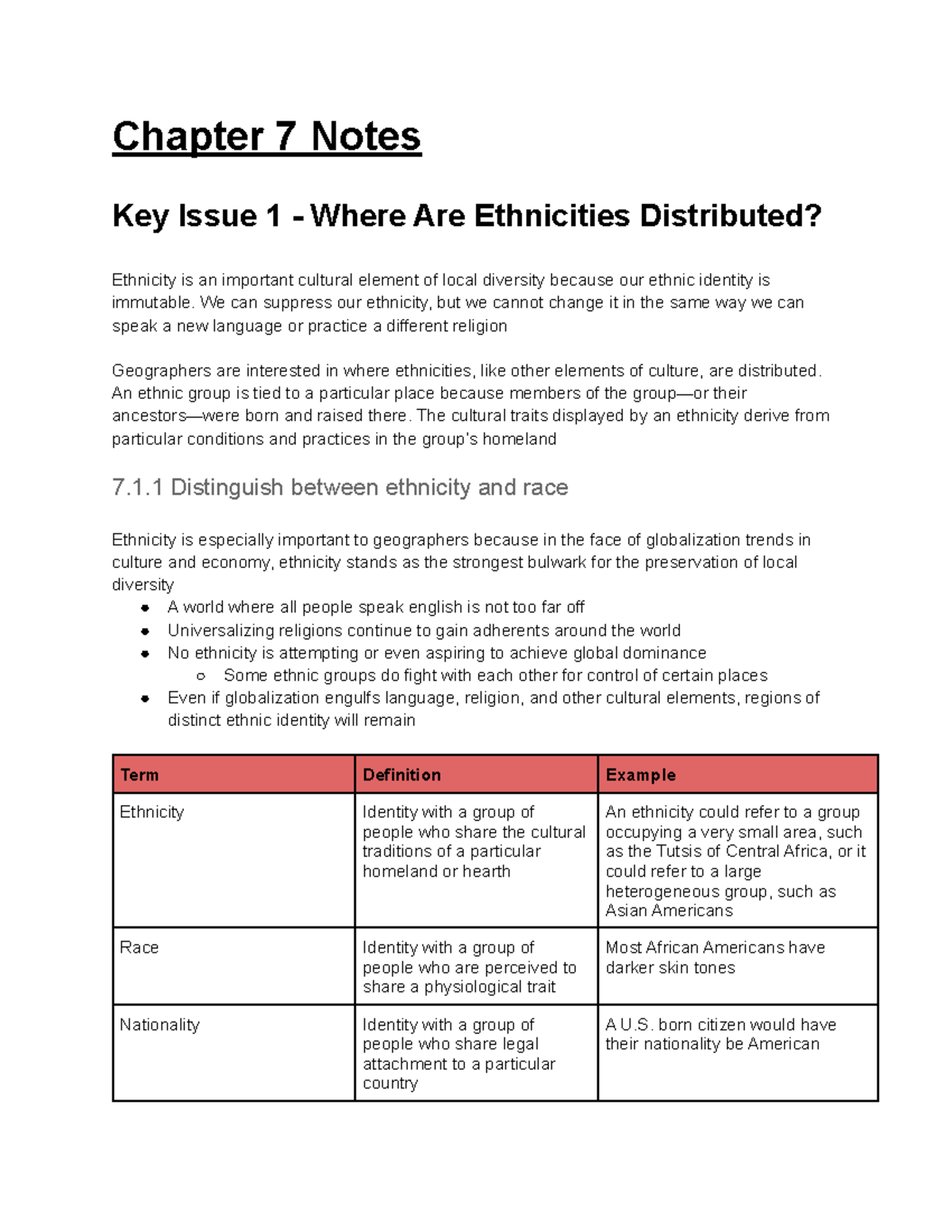 AP Hu G Notes Chapter 7 - Chapter 7 Notes Key Issue 1 - Where Are ...