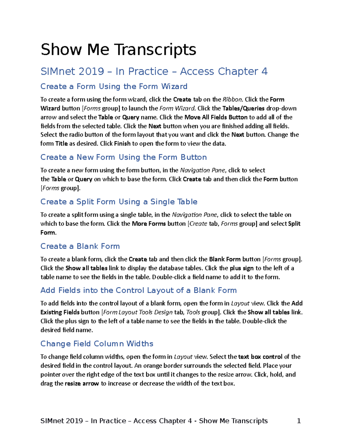 SM Transcripts In Practice Access Chapter 04 - Show Me Transcripts ...