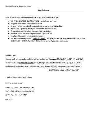 Practice exercises Chem 161 Final Answers - Practice exercises for the Chem 161 Final - ANSWERS ...