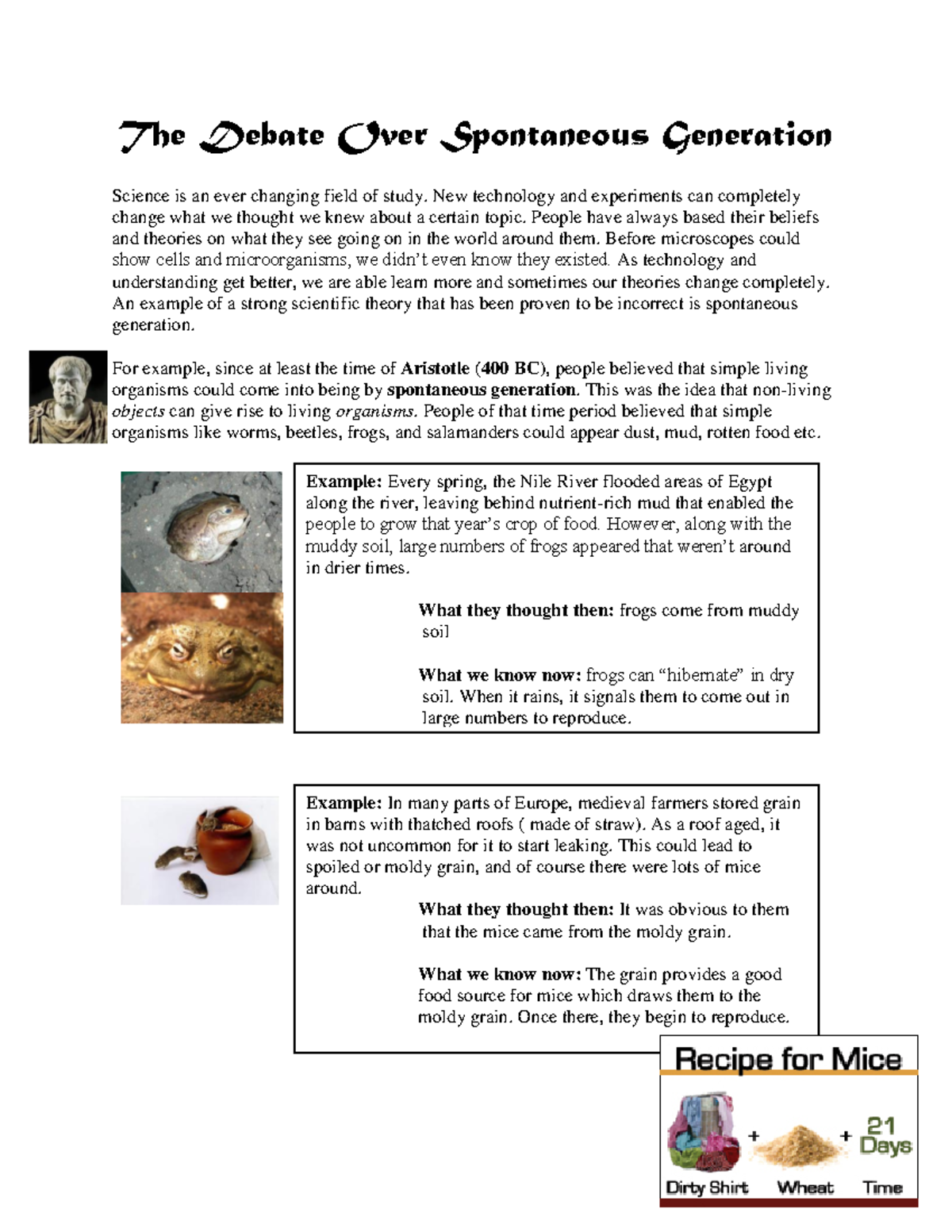Spontaneous Generation - The Debate Over Spontaneous Generation Science ...