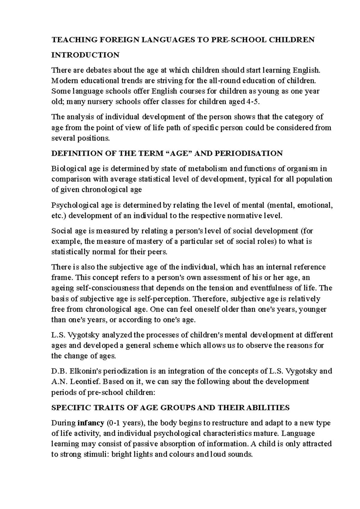 Teaching Foreign Languages TO PRE - TEACHING FOREIGN LANGUAGES TO PRE ...