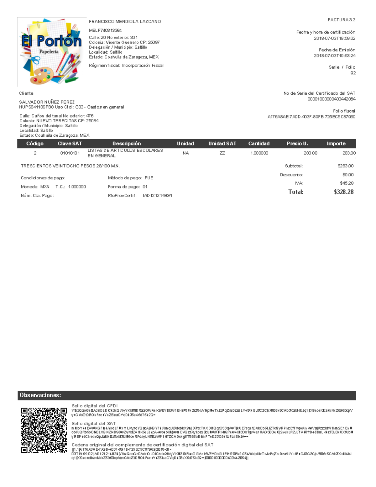 Comprobante 1 - xyz - NUPS841106PB8 Uso Cfdi: G03 - Gastos en general ...