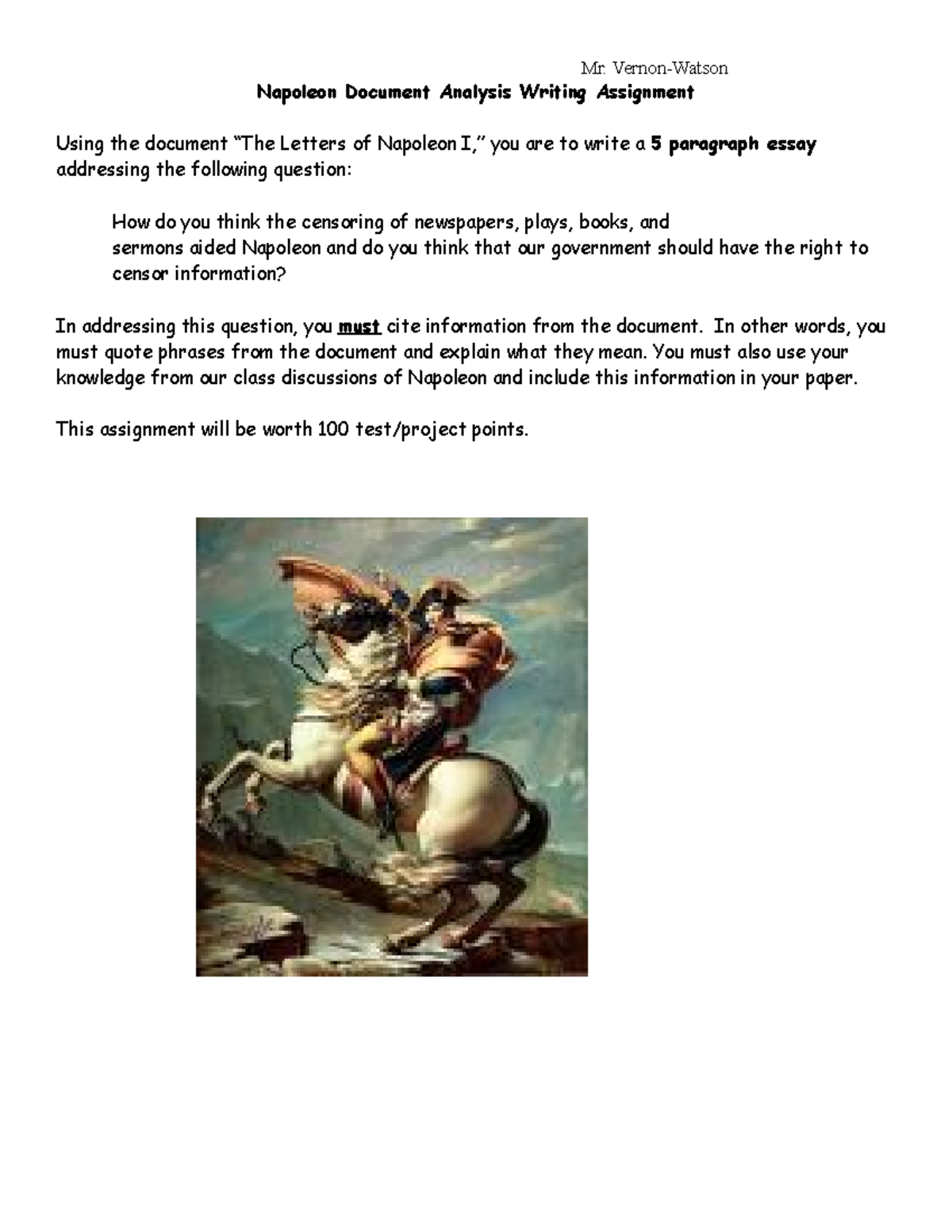 4. Napoleon and Censorship Essay Template - Napoleon Document Analysis ...