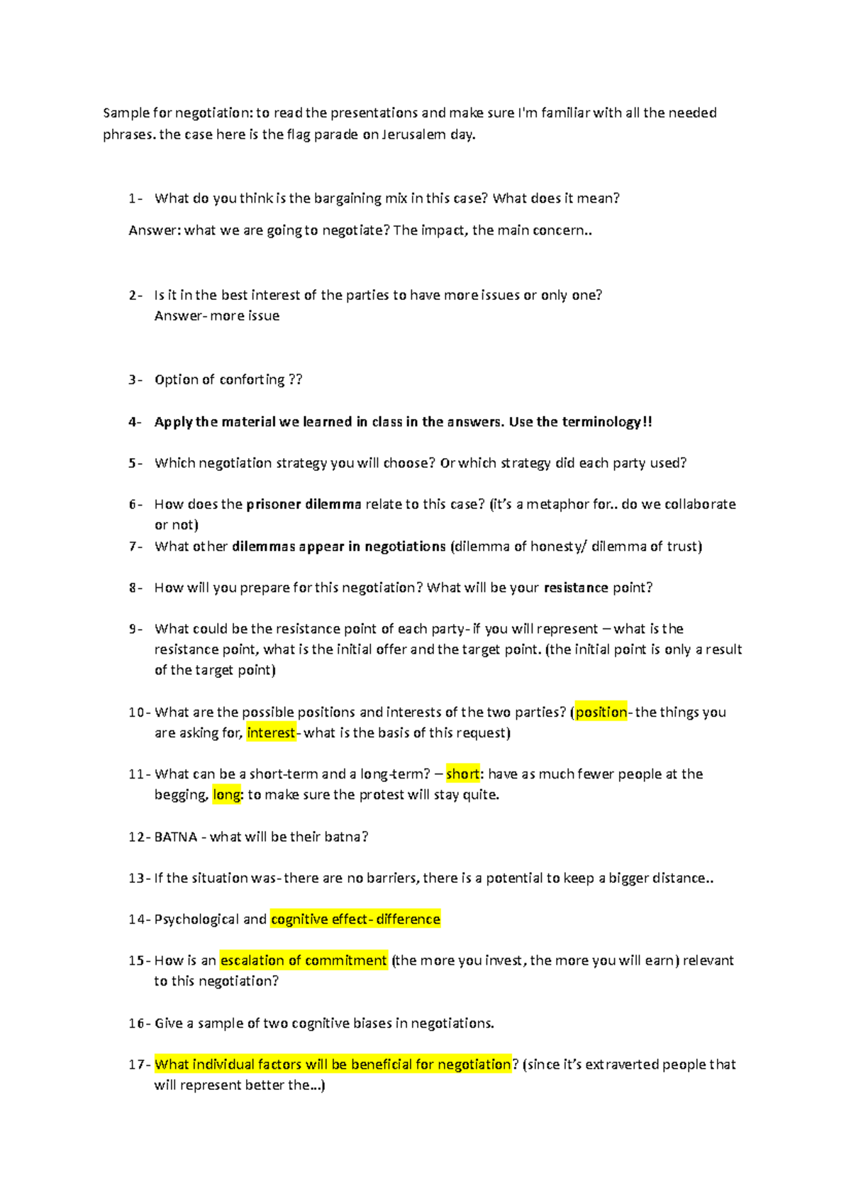 Sample for negotiation exam - Sample for negotiation: to read the ...