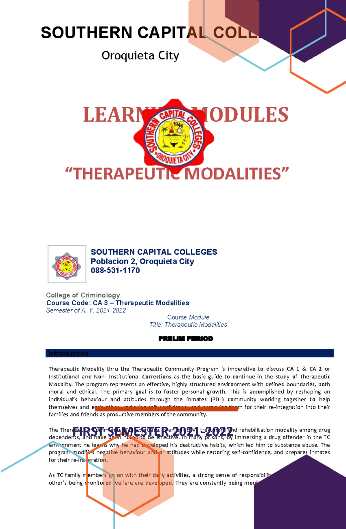 Module 1 - REVIEW MATERIALS - SOUTHERN CAPITAL COLLEGES Oroquieta City ...