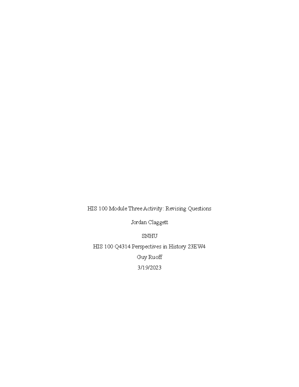HIS 100 Module Three Activity 2 - HIS 100 Module Three Activity ...