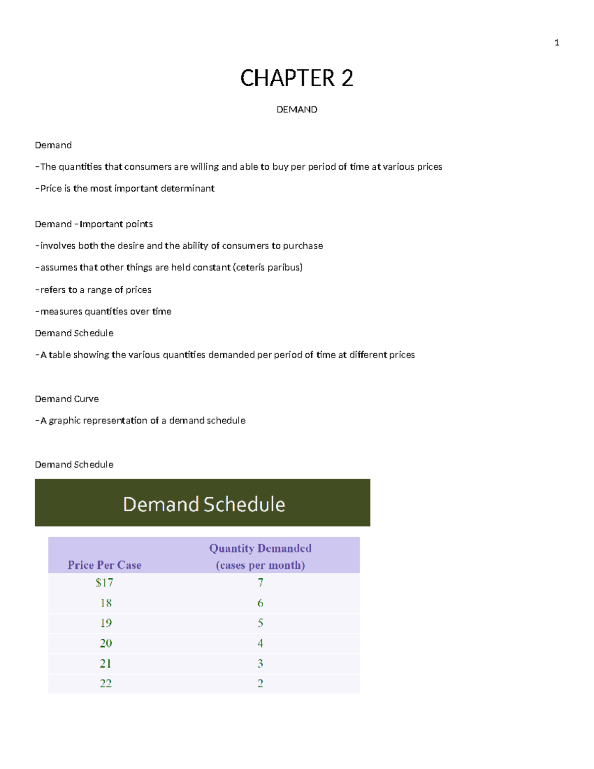 UNIT 2- Chapter 2 - microeconomics lecture notes - CHAPTER 2 DEMAND ...
