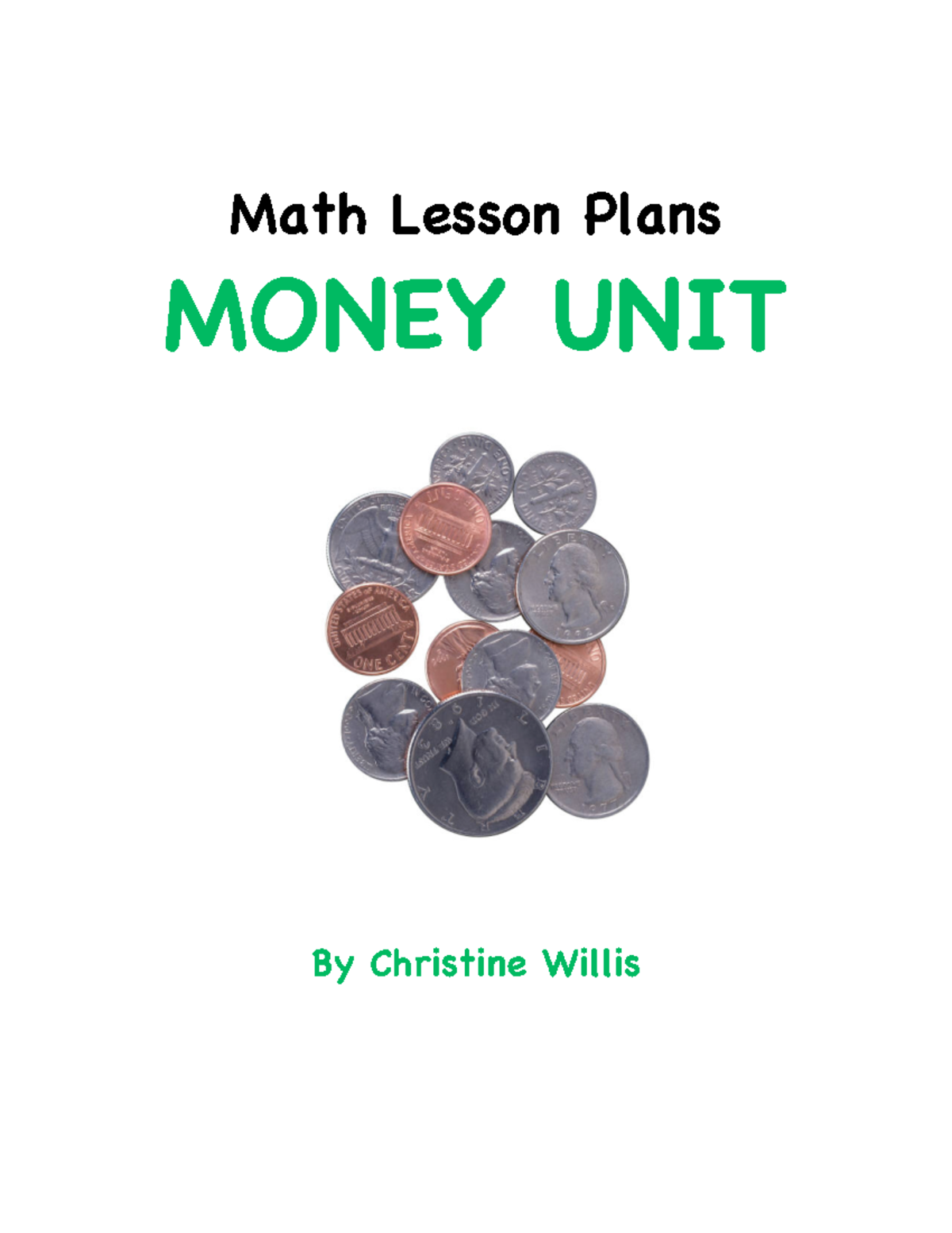 Math Lesson Plans Uniton Money FREE-1 - Math Lesson Plans MONEY UNIT By ...