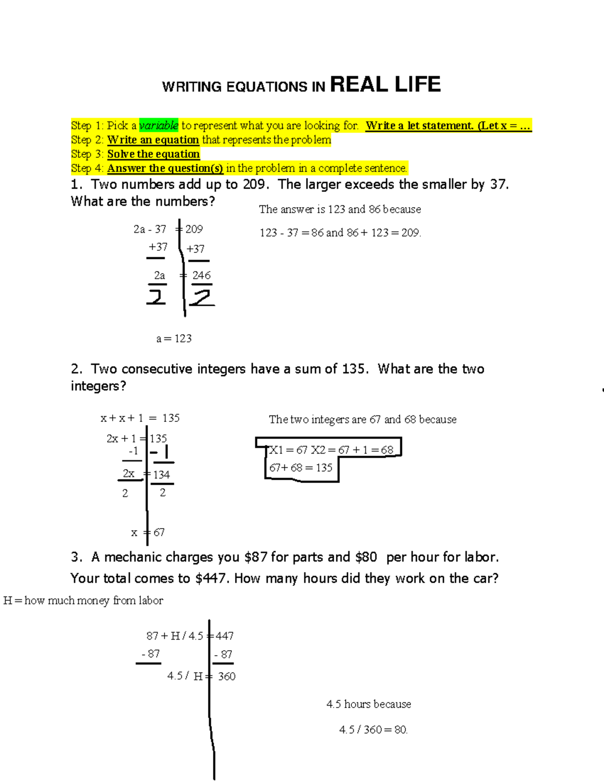 Christian Cator - Equations Coming to Life - WRITING EQUATIONS IN REAL ...