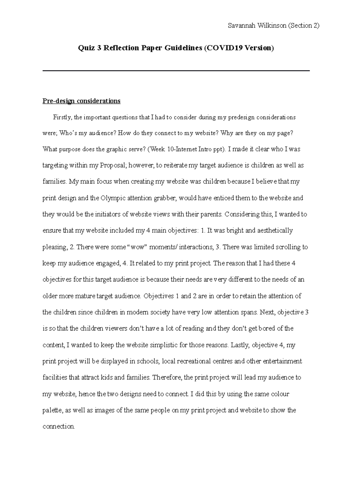 Final Reflection Paper - Quiz 3 Reflection Paper Guidelines (COVID19 ...