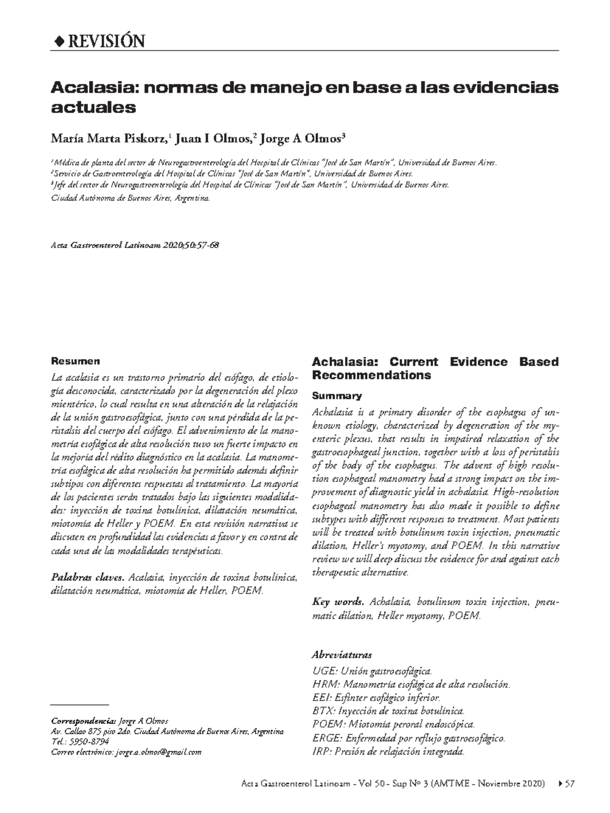 Acalasia Y SU Manejo - Card - Acta Gastroenterol Latinoam - Vol 50 ...
