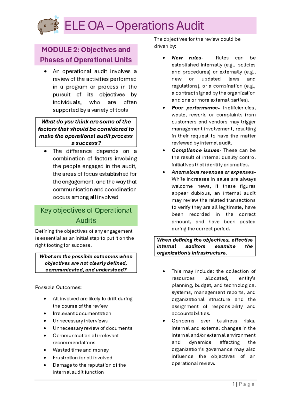 ELE OA - Module 2 - notes - MODULE 2: Objectives and Phases of ...