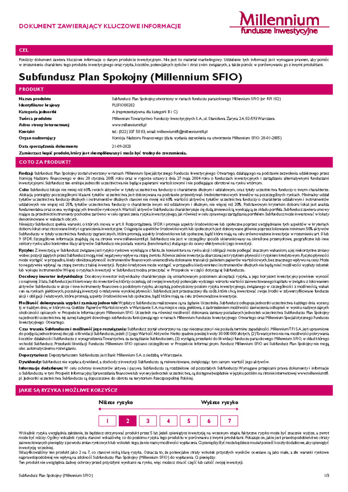 KID – Staid Plan C - Good - DOKUMENT ZAWIERAJĄCY KLUCZOWE INFORMACJE ...