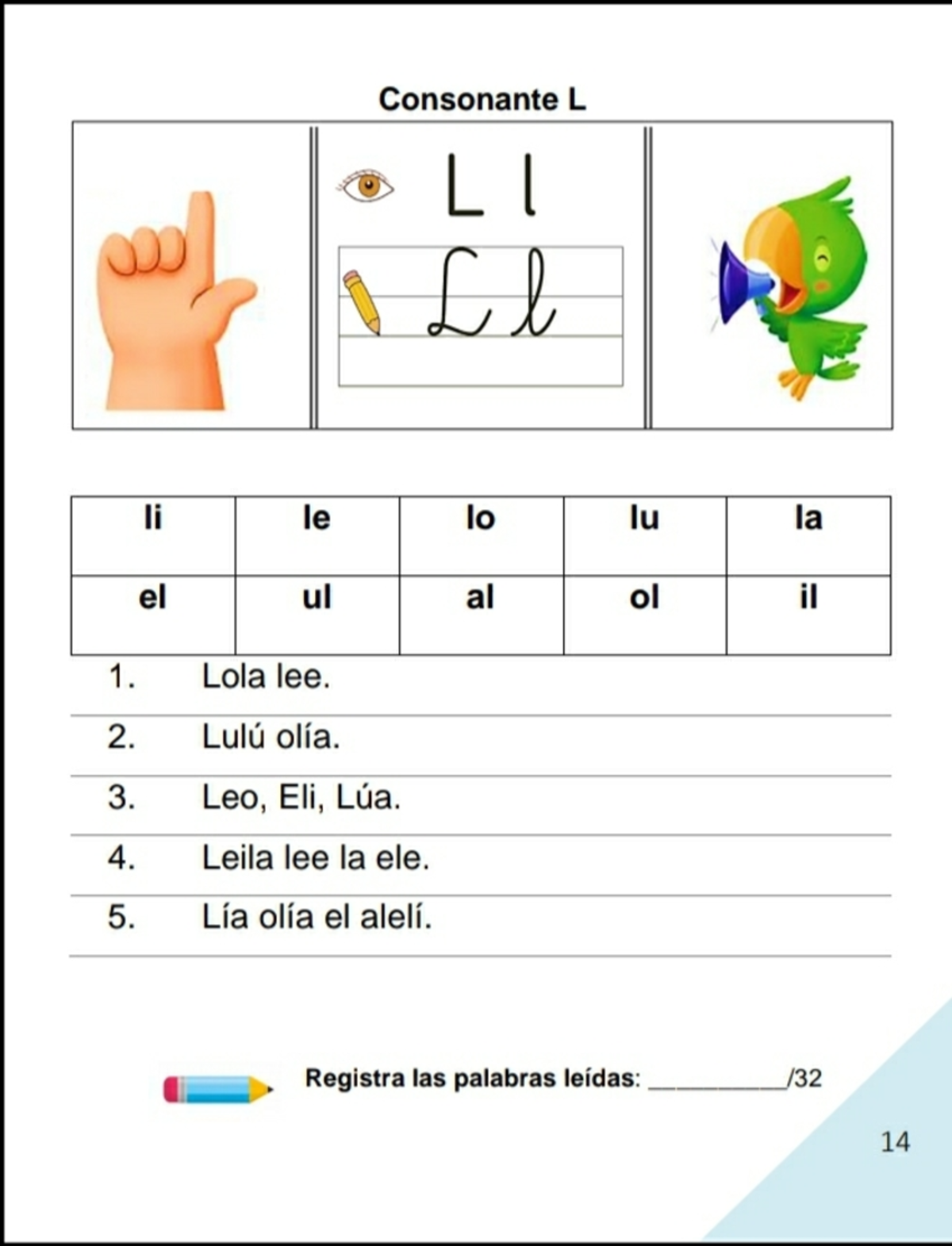 Lectura N°2 letra L - Proceso lectoescritura - Lengua y literatura ...