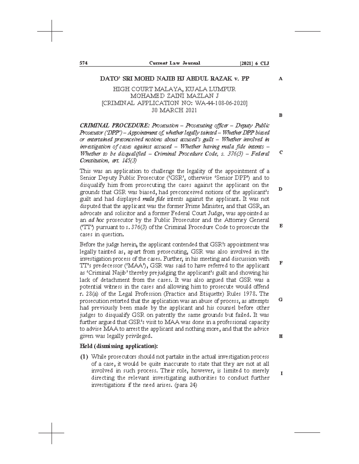 Dato sri mohd najib v pp - Prosecution – Prosecuting officer – Deputy ...