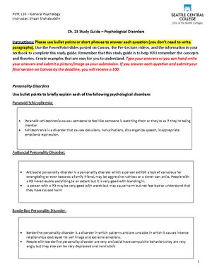 Psychology (Science of Psych) Study Guide - PSYC 100 – General ...