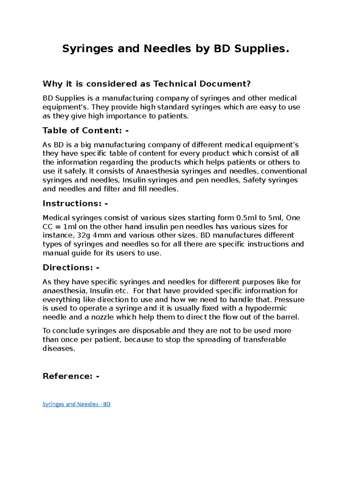 Syringes and Needles by BD Supplies - Why it is considered as Technical ...