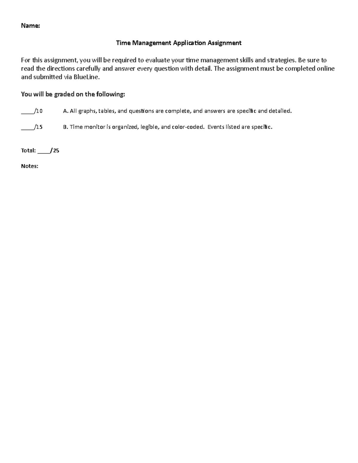 Time Management Applied Skills Project Online - Name: Time Management ...