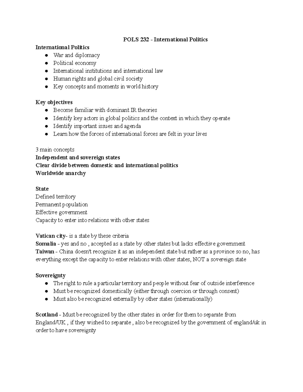 POLS 232 - Jan - Feb - Notes that could be helpful - POLS 232 ...