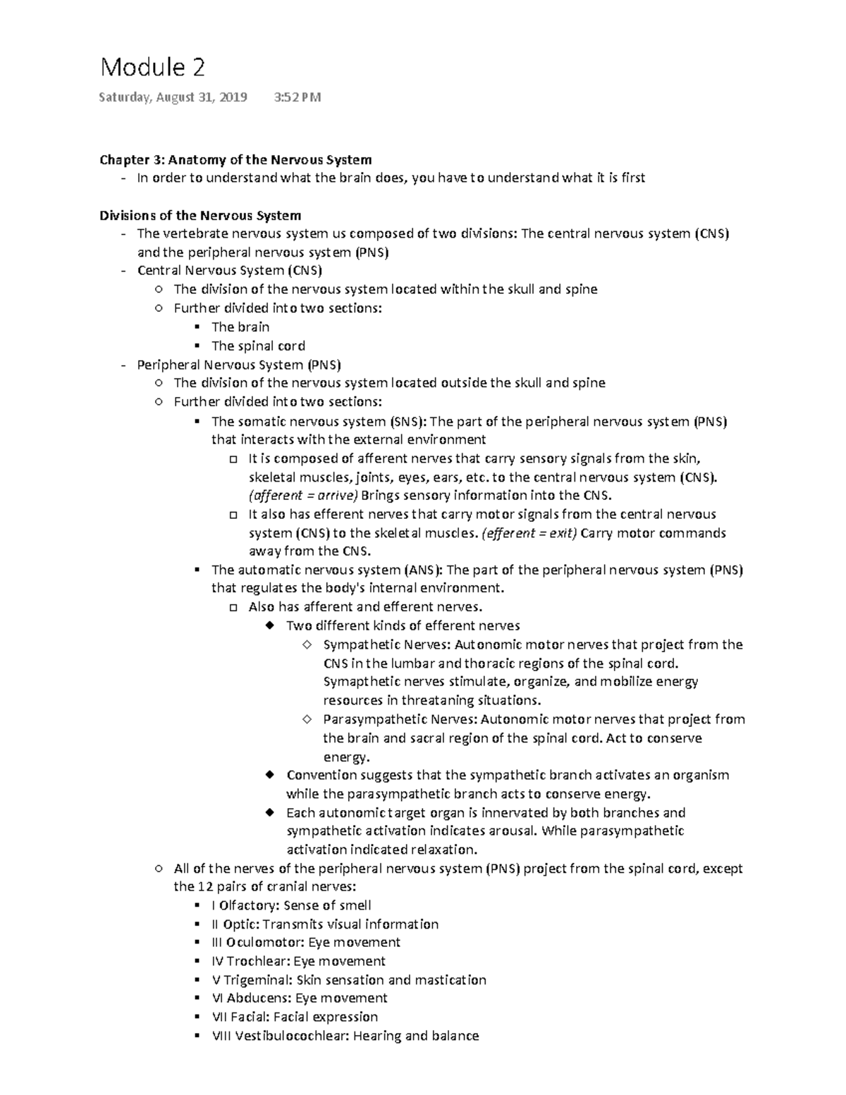 Chapter 3 Anatomy of the Nervous System - Warning: TT: undefined function: 32 - Studocu