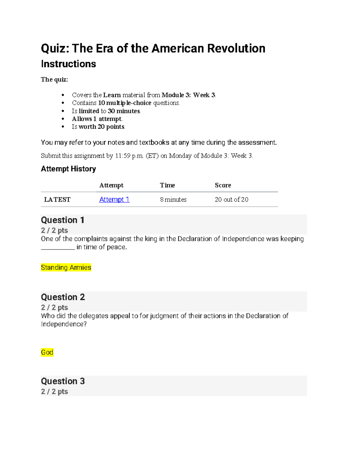 Quiz The Era of the American Revolution - Quiz: The Era of the American ...