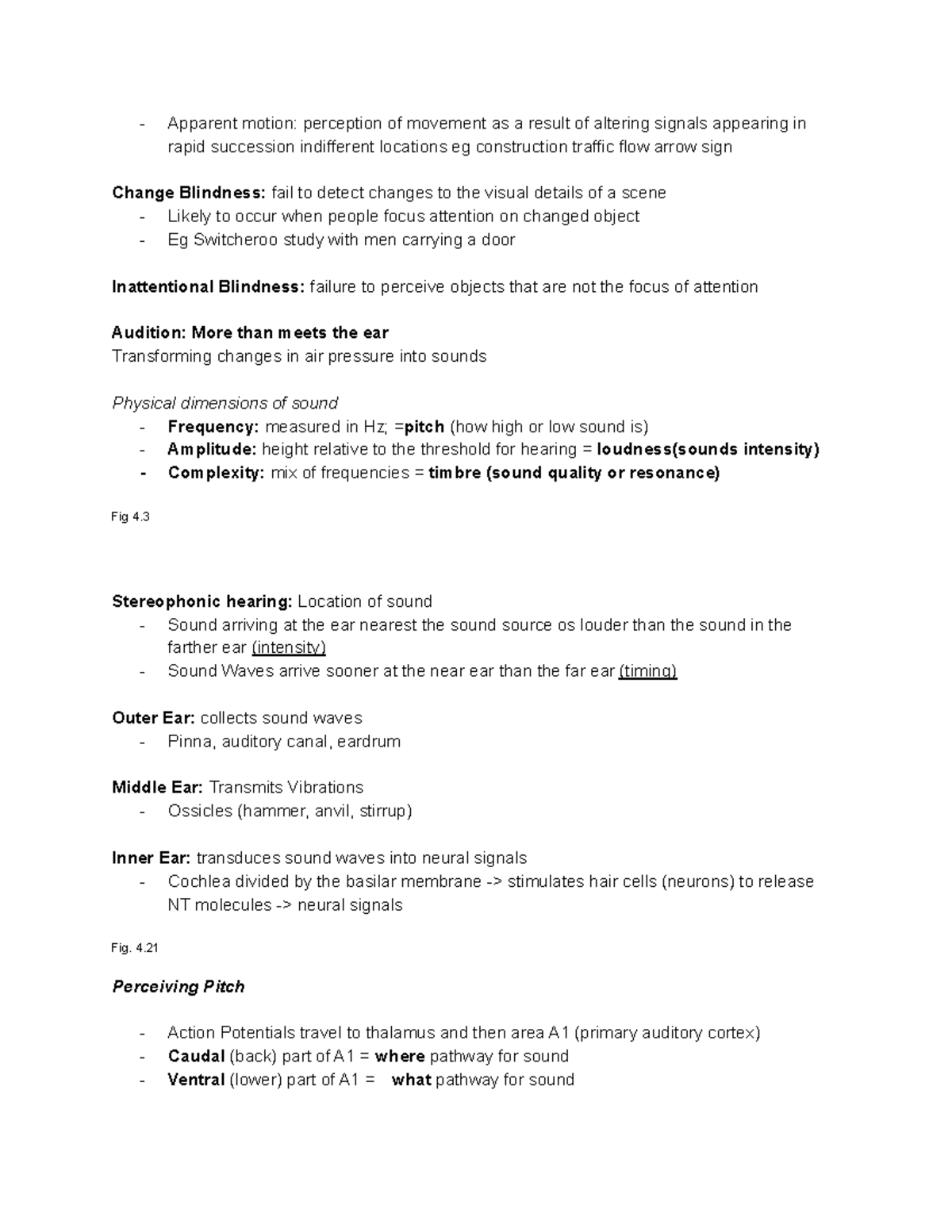 Psychology 111 Notes 27-28 - Apparent motion: perception of movement as ...