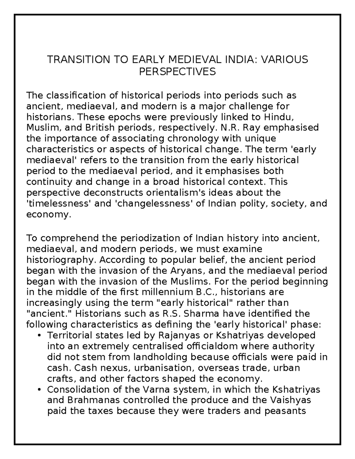 Transition To Early Mediaeval India - TRANSITION TO EARLY MEDIEVAL ...