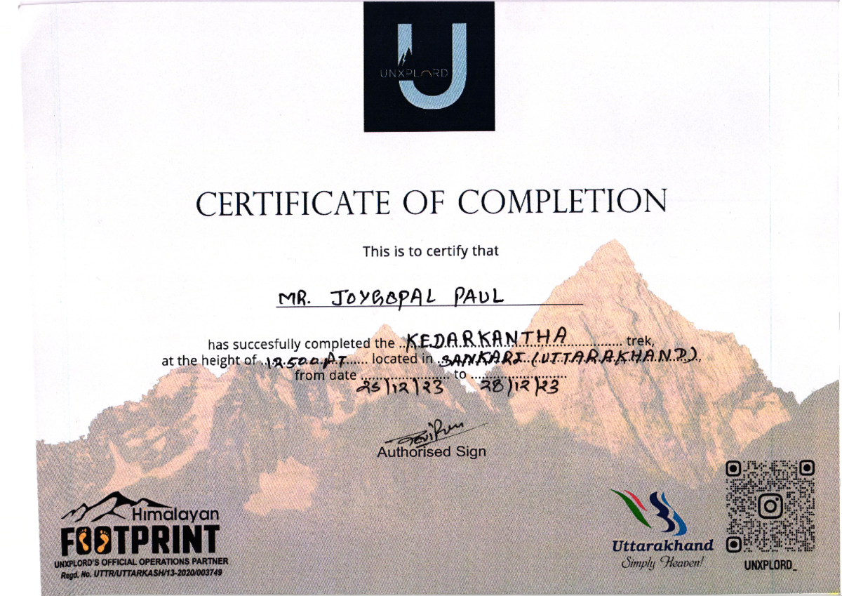 Kedarkantha summit Certificate - Marketing Management - Studocu