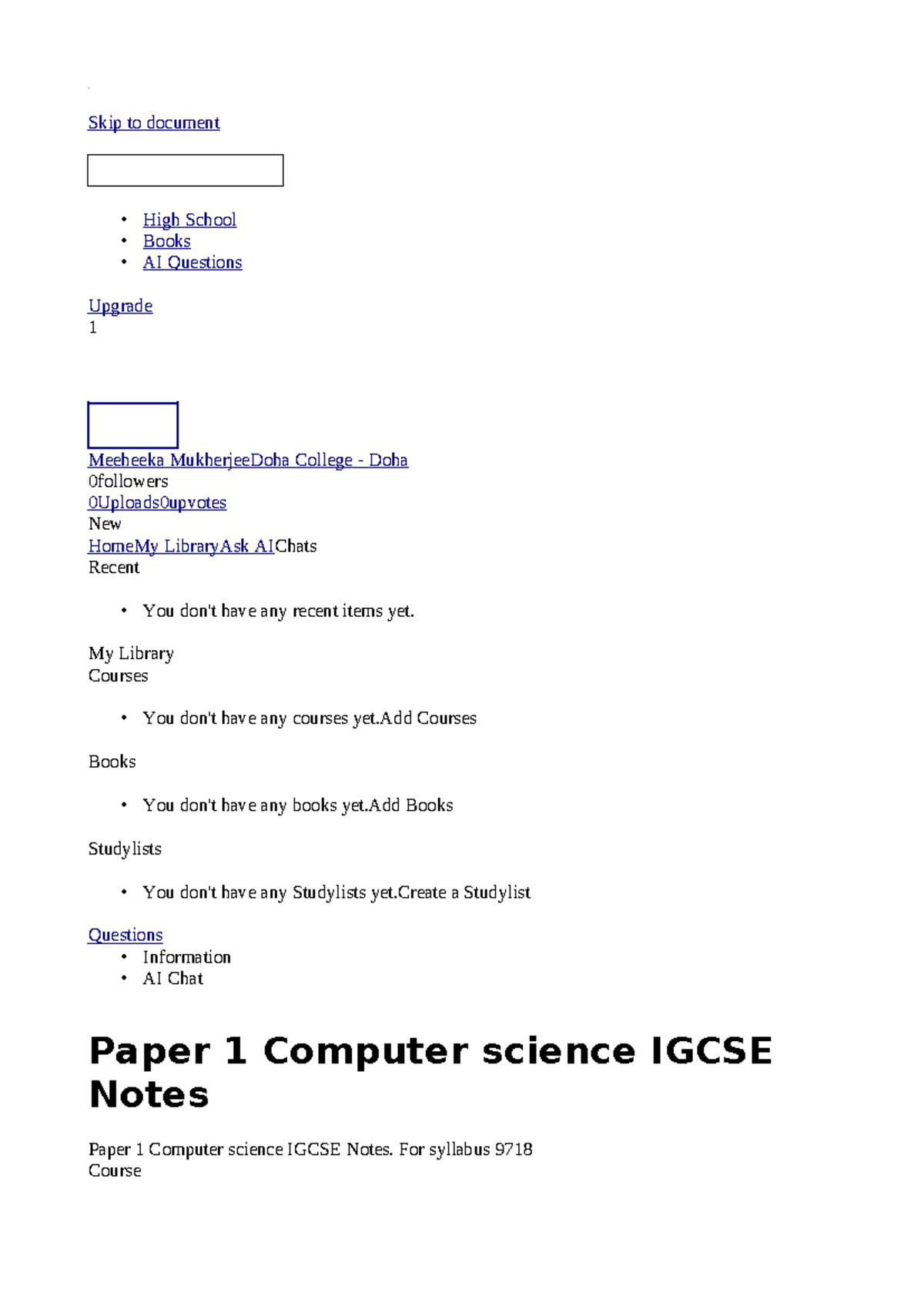 Paper-1-computer-science-igcse-notes 2 - Object 1 Skip to document ... Paper-1-computer-science-igcse-notes 2 - Object 1 Skip to document ...