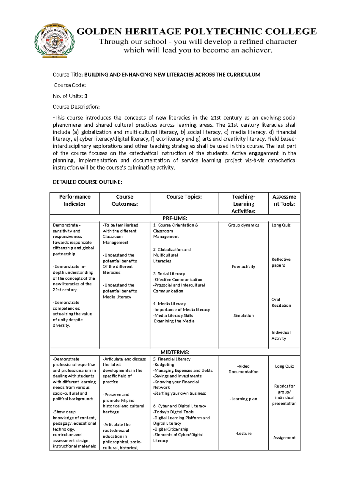 Building and Enhancing New Literacies Across the Curriculum - Course ...