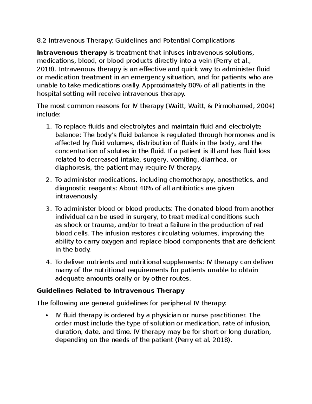 Intravenous therapy complications - 8 Intravenous Therapy: Guidelines ...