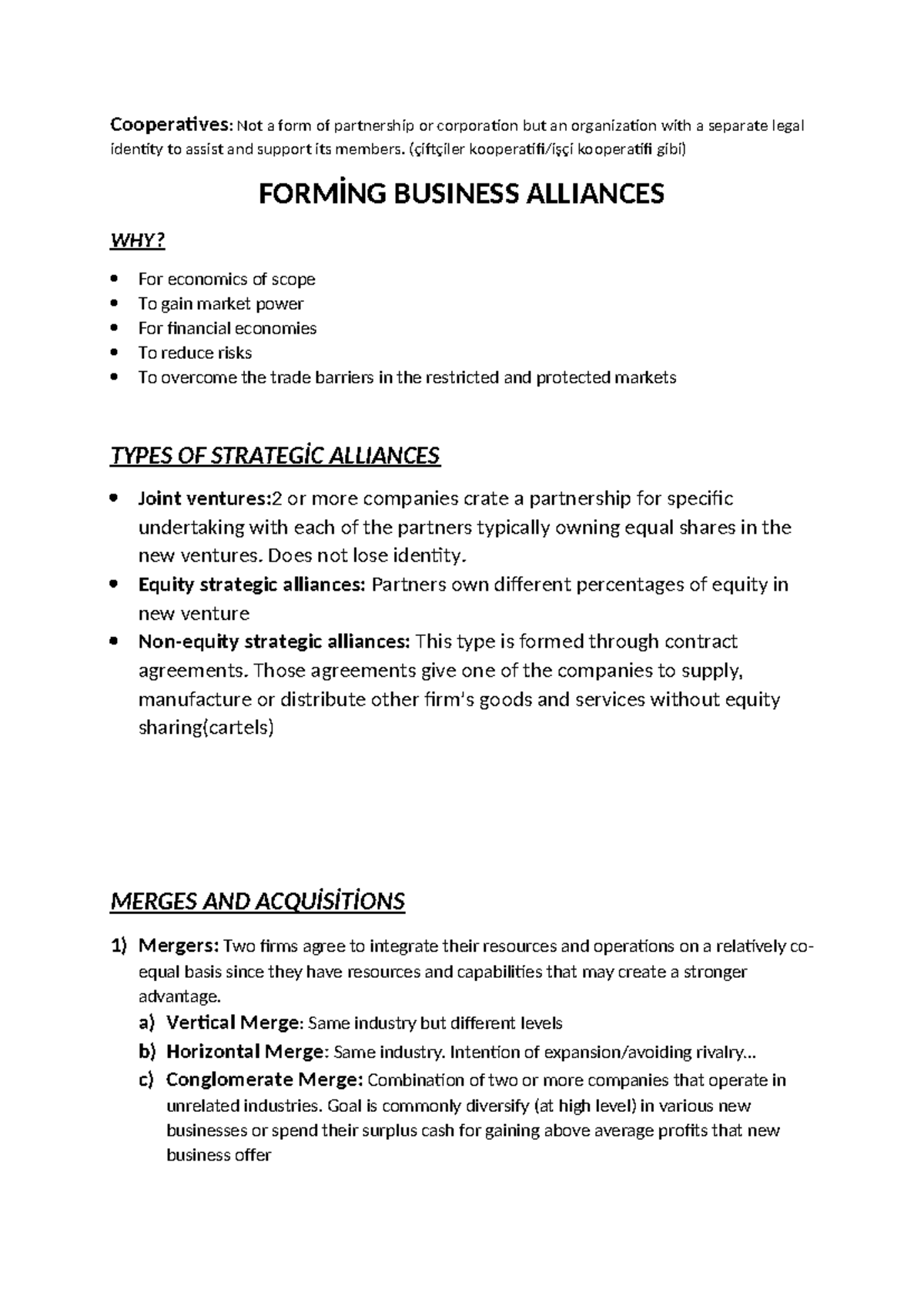 Intro to Business Chapter 2 part 2 özet - Cooperatives: Not a form of partnership or corporation ...