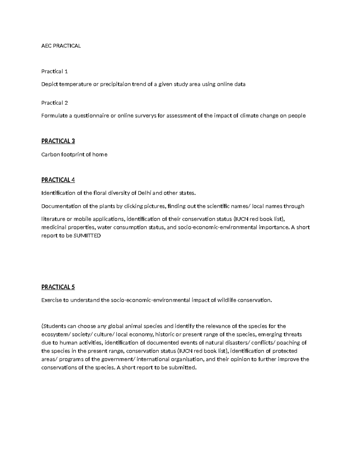 AEC Practical - AEC PRACTICAL Practical 1 Depict temperature or precipitaion trend of a given ...