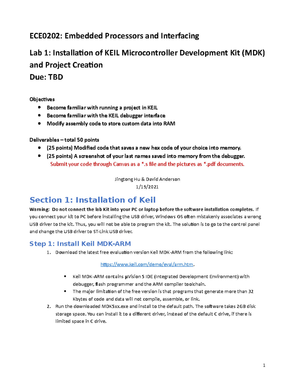Lab 1 - lab1 - ECE0202: Embedded Processors and Interfacing Lab 1 ...