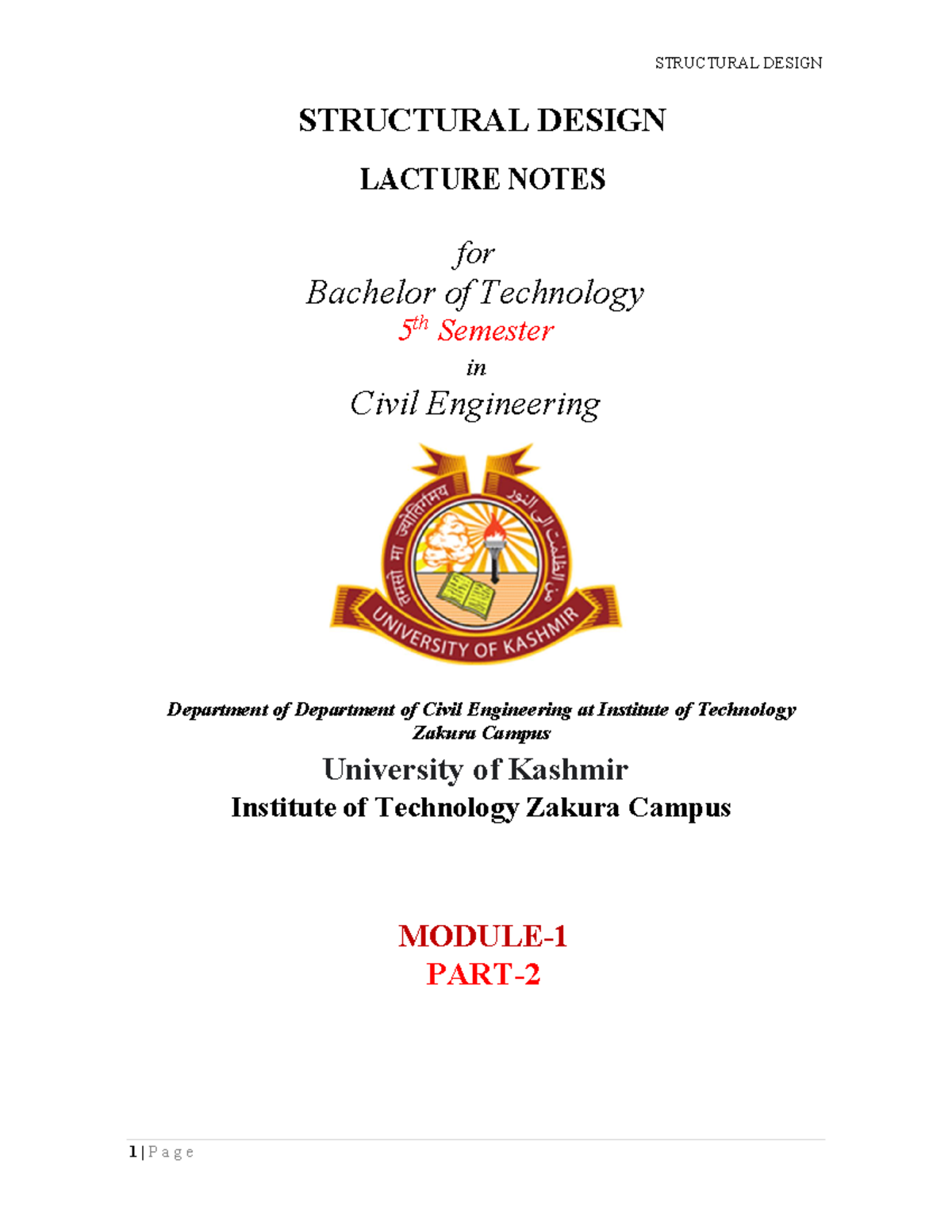 Structural Design 5TH SEM Module 1 PART 2 - STRUCTURAL DESIGN LACTURE ...