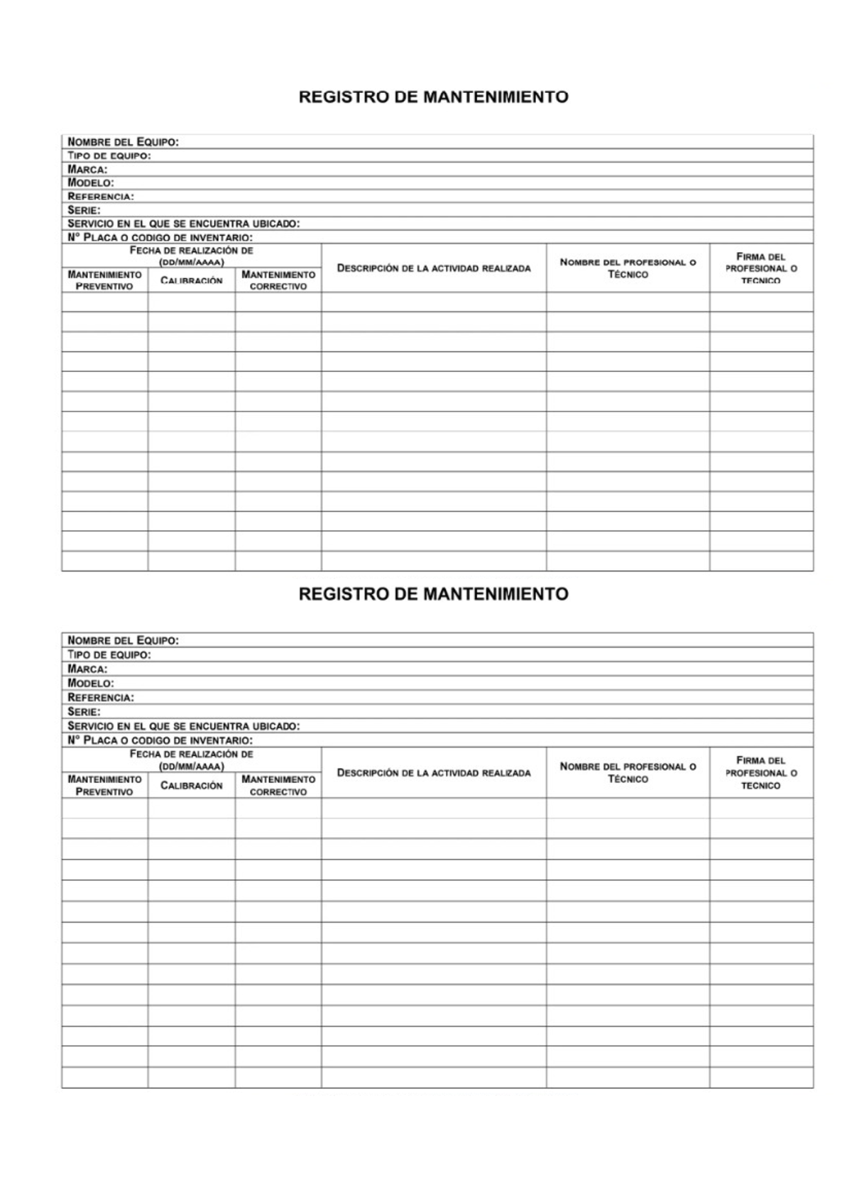 Registro DE Mantenimiento Preventivo DE Equipos - Odontología - Studocu