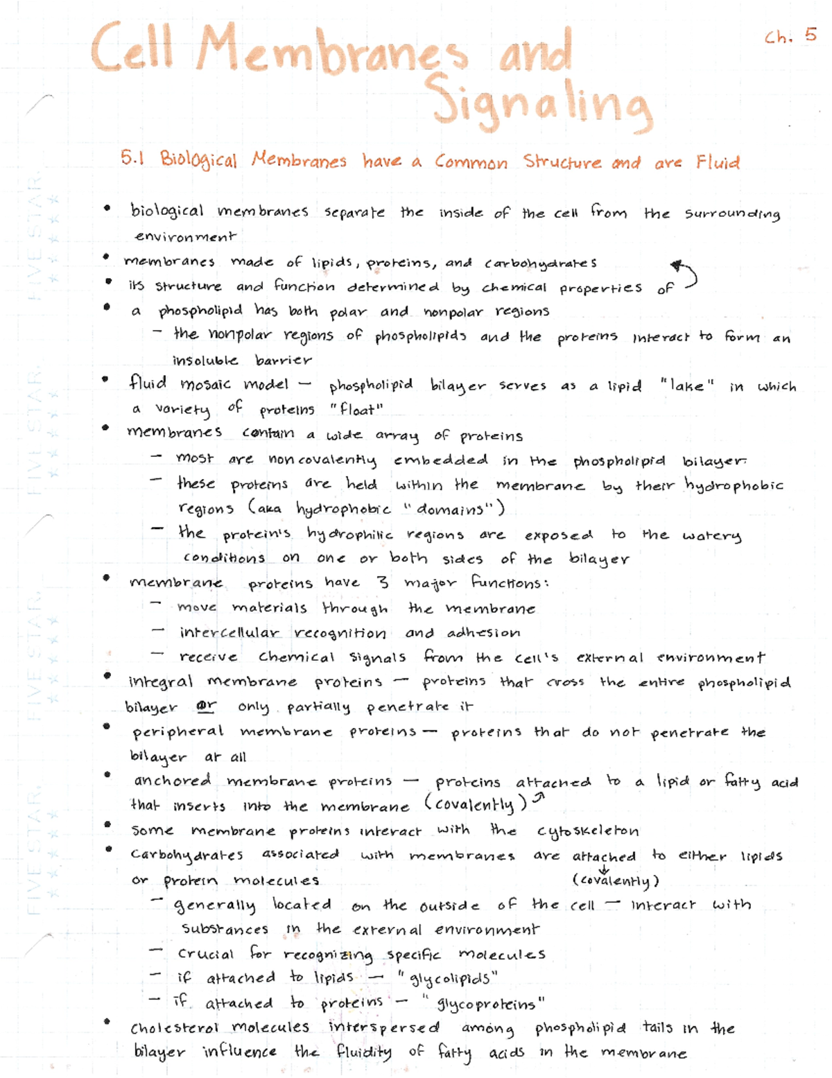 Cell Membranes and Signaling - 5.1 - Studocu