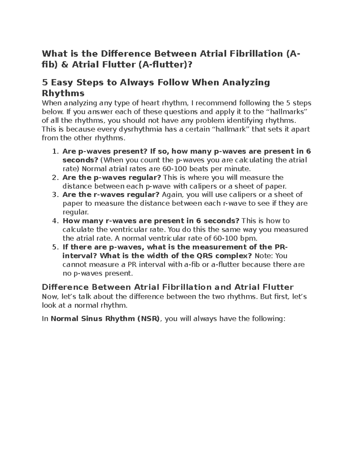 A-fib and A- Flutter - med surg - What is the Difference Between Atrial ...
